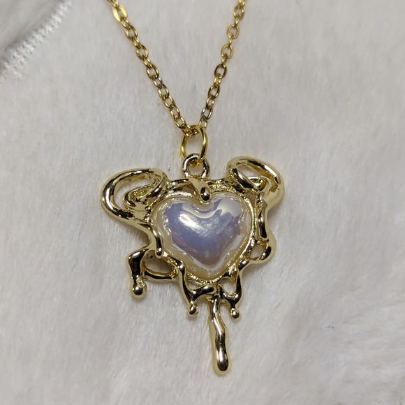 Handmade | Jewelry | Gothic Heart Shaped Dripping Gold Pendant On A ...